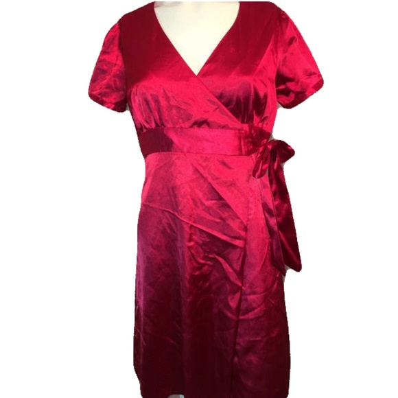 Guess | Dresses | Guess Jeans Shiny Red Wrap Dress Sku 00 | Poshmark